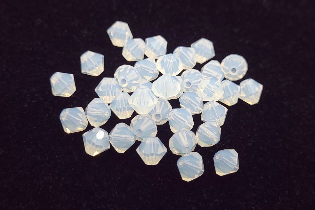 White Opal Preciosa Czech Crystal Bicone Beads, 4mm, 6mm Bicones ...