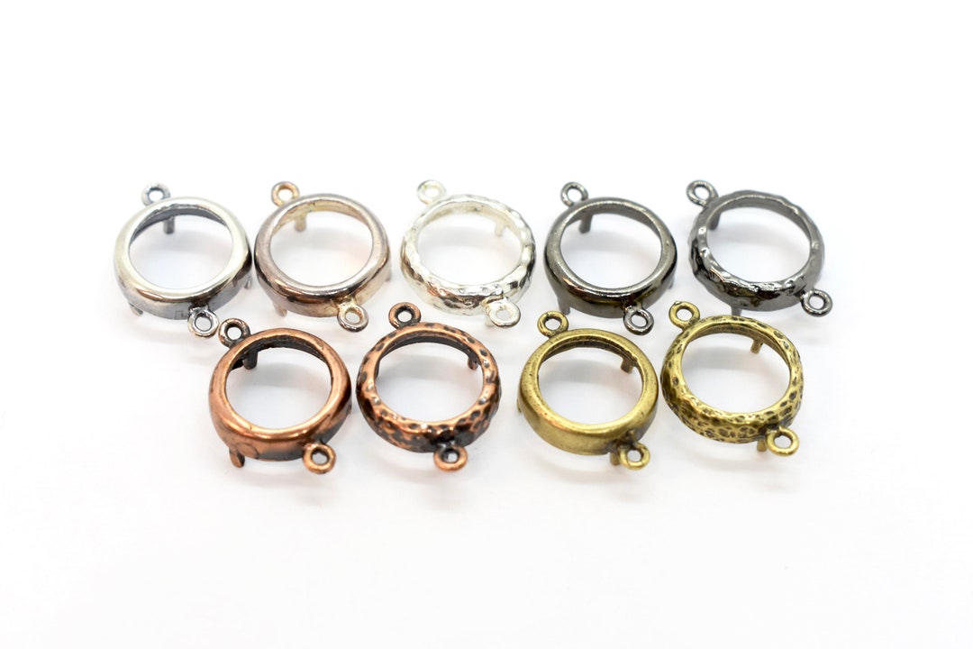 Double Loop Rivoli Setting 12mm Hammered or Smooth Gunmetal, Antique ...