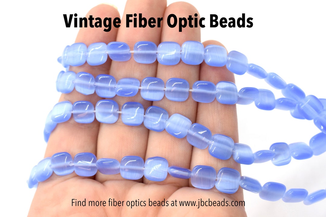 Light Blue Fiber Optic (cat's Eye) Flat Square/pillow Beads for Jewelry ...