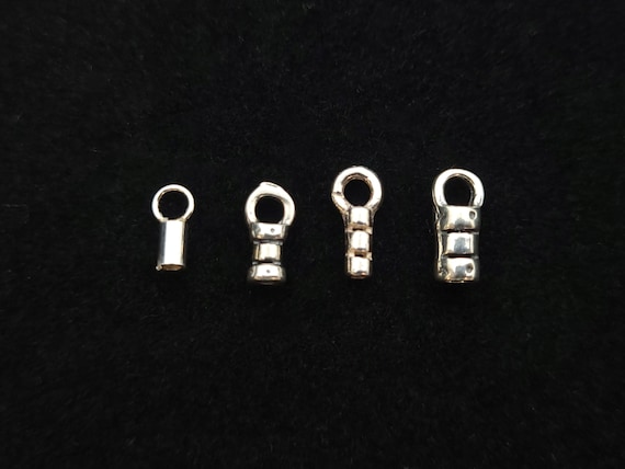 Sterling Silver Fancy End Caps With Loop fits 0.5mm 1mm or 2mm Cord End Caps for Jewelry Making Silver Findings Jewelry Supplies Etsy