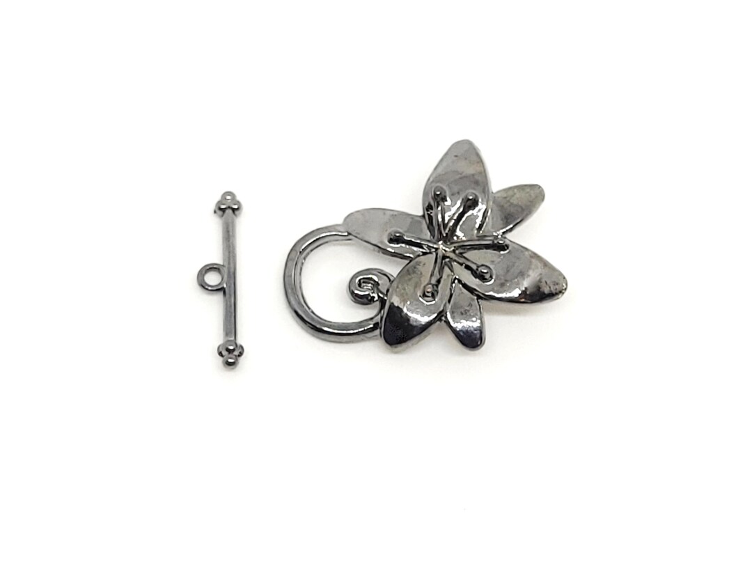 Gunmetal Plated Toggle Clasps - Flower, 23x30mm, Large Toggle Clasps ...