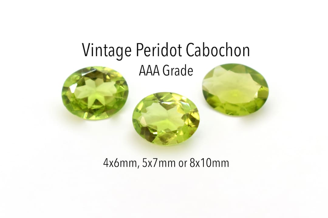 Peridot Cabochon - Faceted Oval, AAA Grade Natural Stone,4x6mm, 5x7mm ...