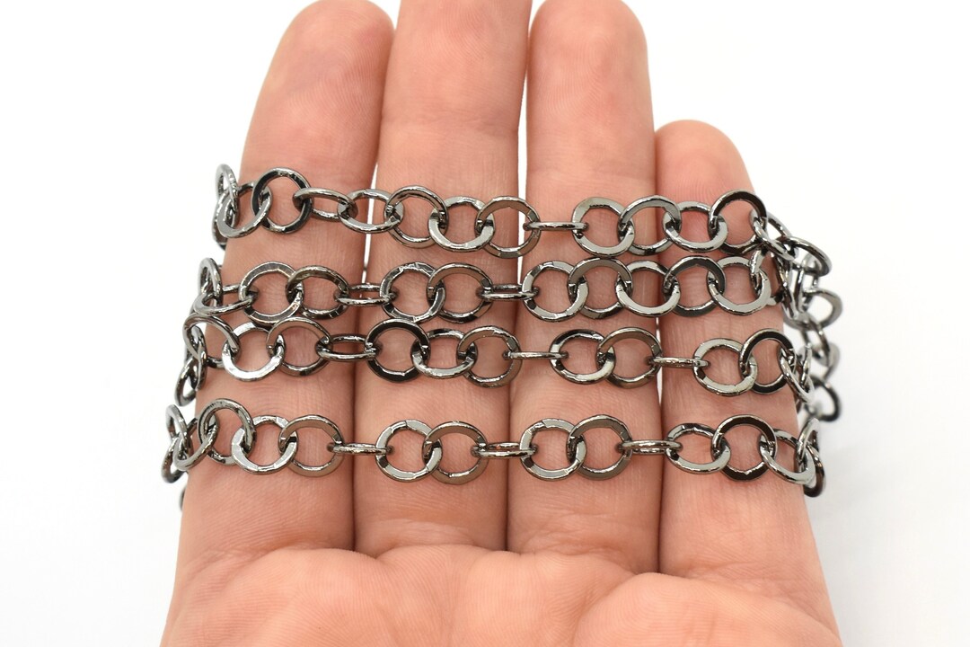 Gunmetal Plated Rolo/flat Circle Cable Chain - 7mm, Sold by the Foot ...