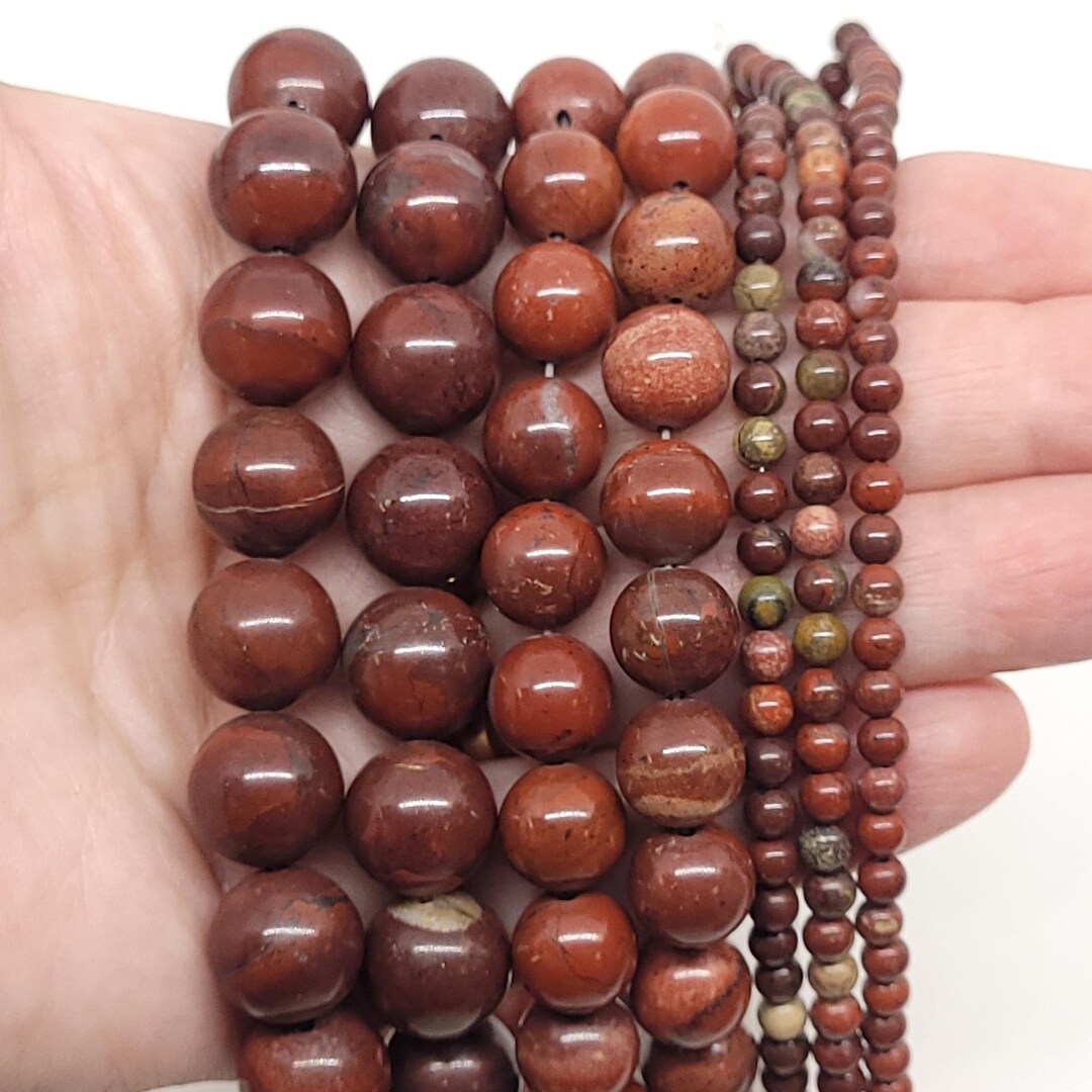 Apple Jasper (natural) Smooth Round Gemstone Beads for Jewelry Making ...