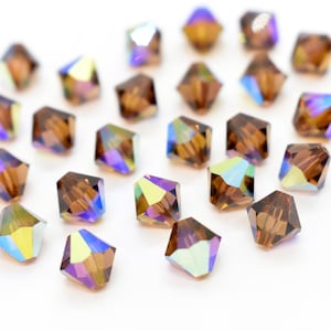 Smoked Topaz AB 5301/5328 - Brown Multi Color Swarovski Crystal Bicone Beads 5mm 6mm 8mm ...