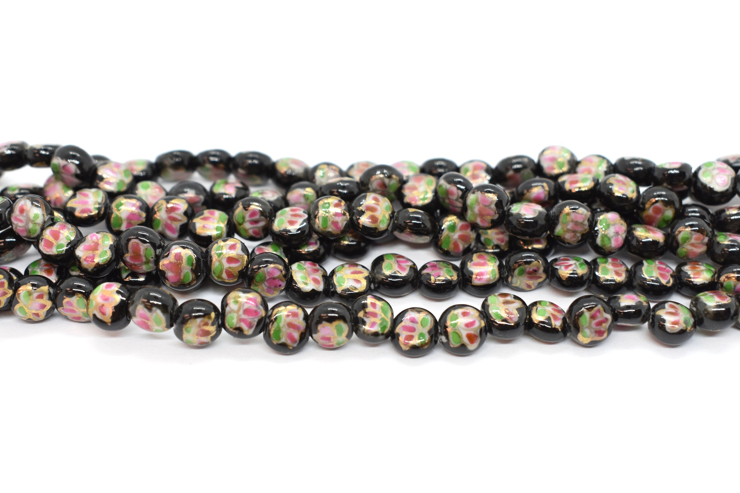 Floral Porcelain Coin Beads Chinese 7mm Red Blue Green and | Etsy