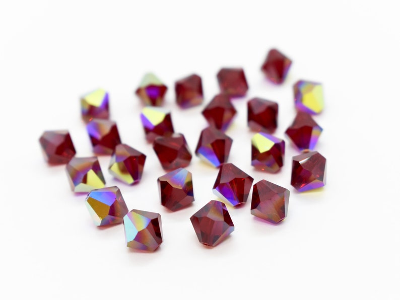Siam AB 5301/5328 - Dark Red Color Swarovski Crystal Bicone Beads 5mm ...