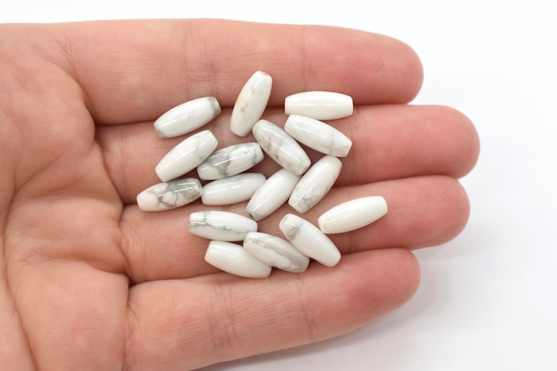 Howlite natural A Grade Rice Oval Gemstone Beads - Etsy