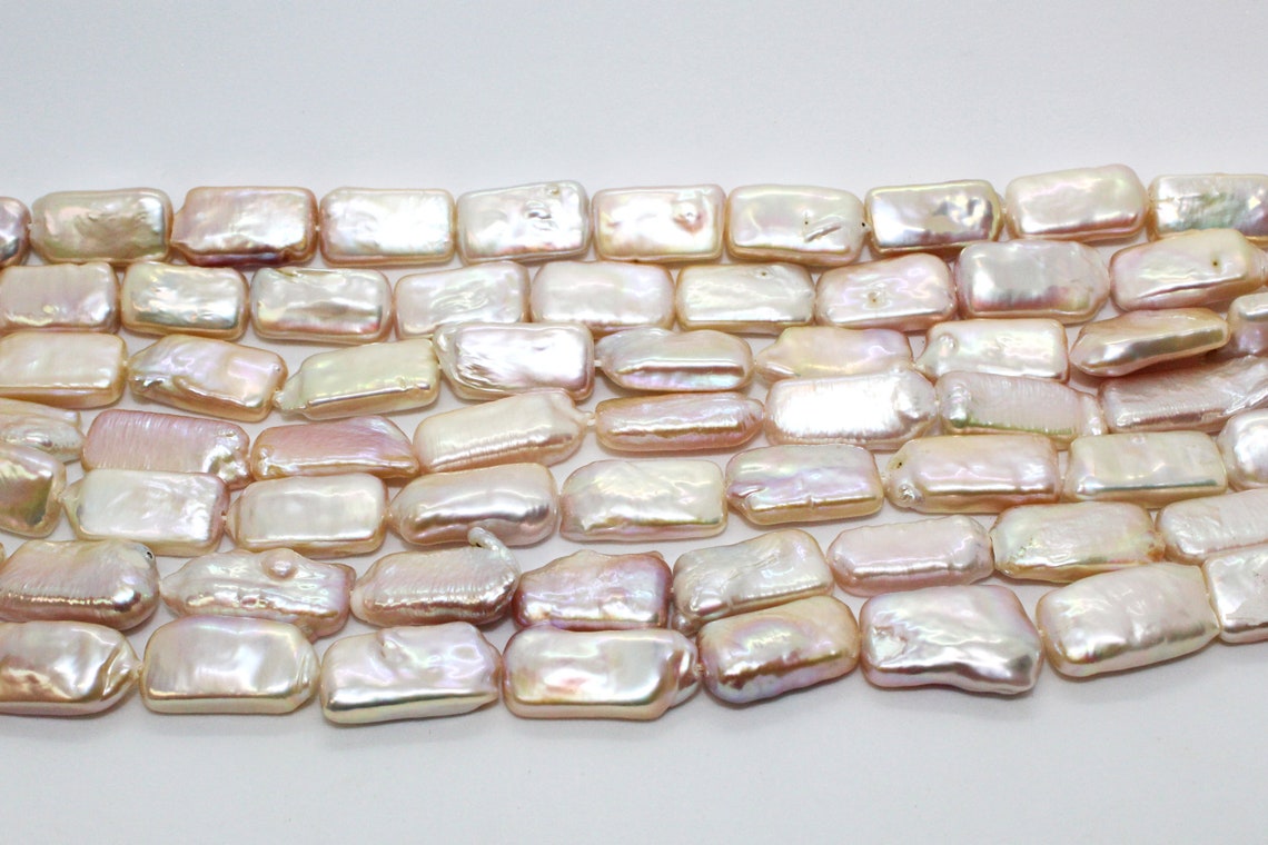 Freshwater Pearls, Rectangle (long Drilled) Pink (natural) 9x17mm 20 ...
