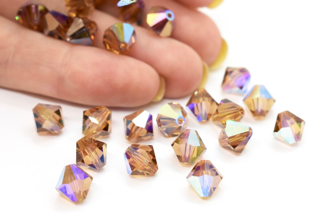 Light Smoked Topaz AB 5301/5328 Swarovski Crystal Bicone Beads 3mm 6mm 8mm - Light Brown Beige ...