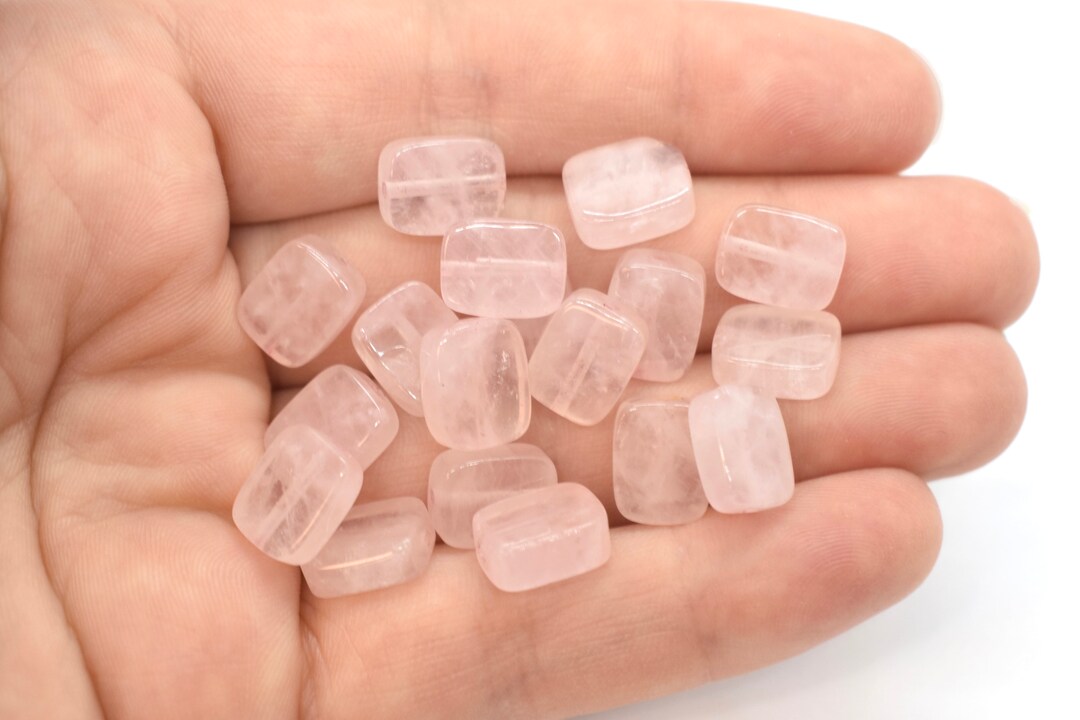 Rose Quartz (natural) A Grade, Flat Rectangle Gemstone Beads (8mm X ...