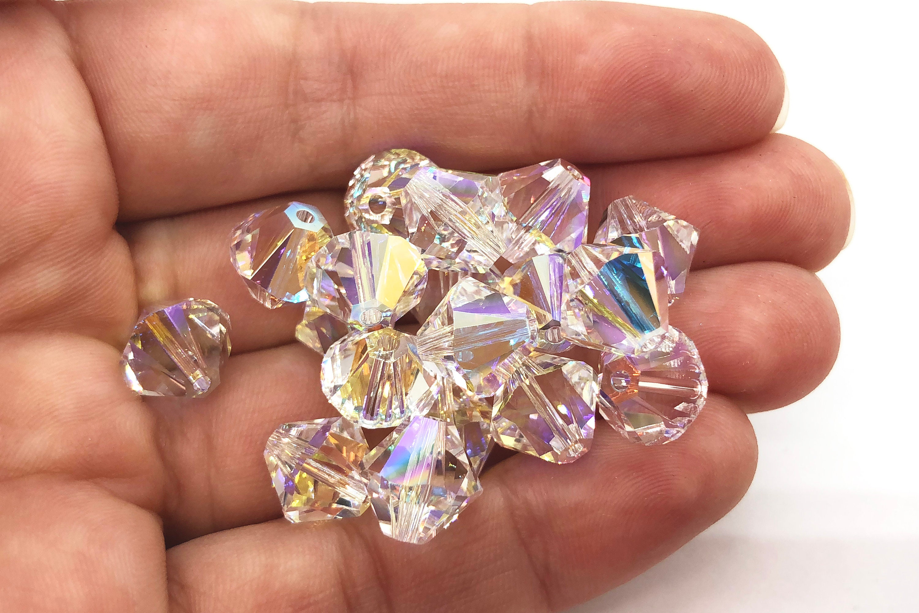 Crystal AB Preciosa Czech Crystal Bicone Beads, 3mm, 4mm, 6mm ...
