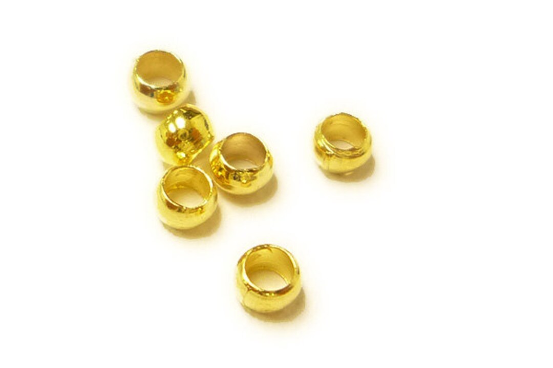 Round Crimp Beads Gold Plated Brass 2.5mm 100 Pieces, Crimp Beads ...
