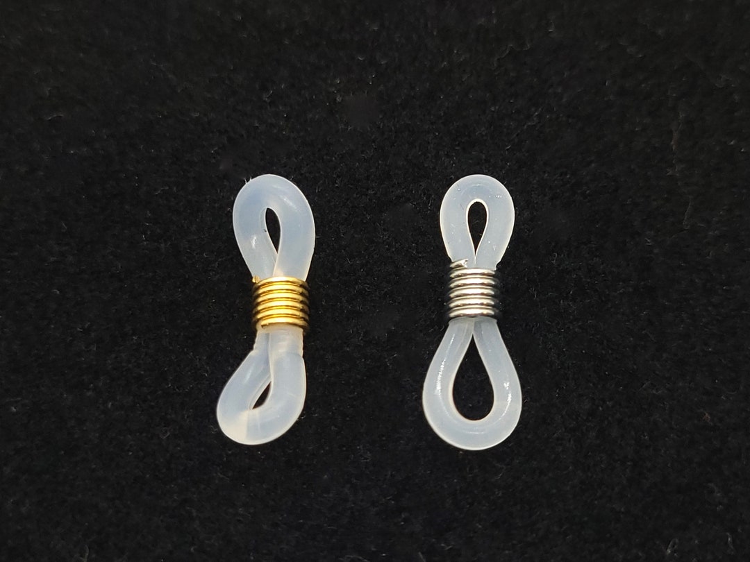 Rubber Eyeglass Chain Holders, 10pcs, Gold or Silver Tone With Clear ...
