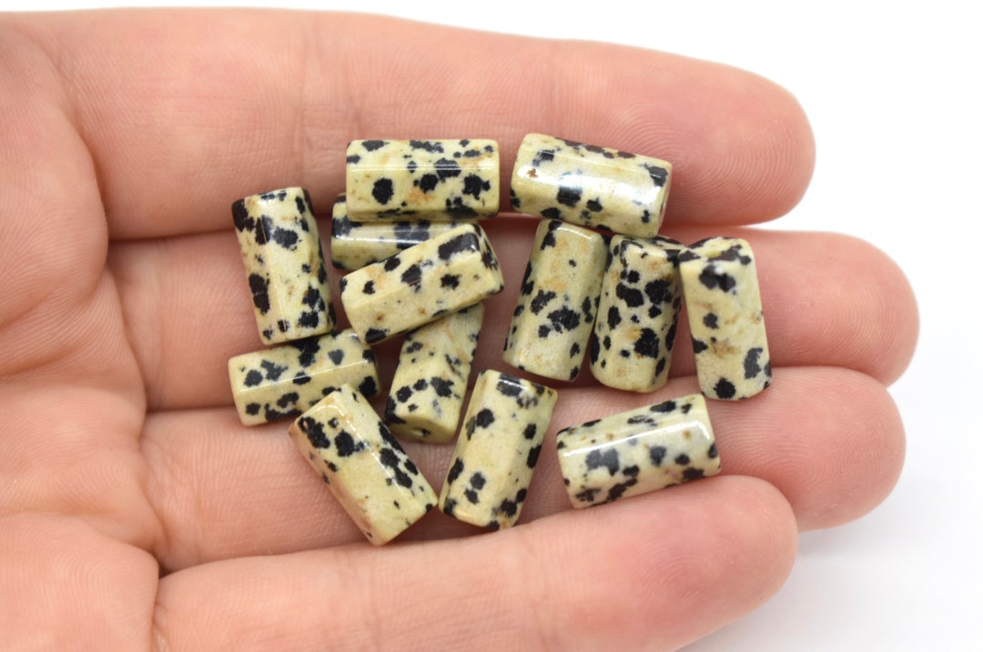 Dalmatian Jasper (natural) A Grade, Six Sided Tube Gemstone Beads for ...