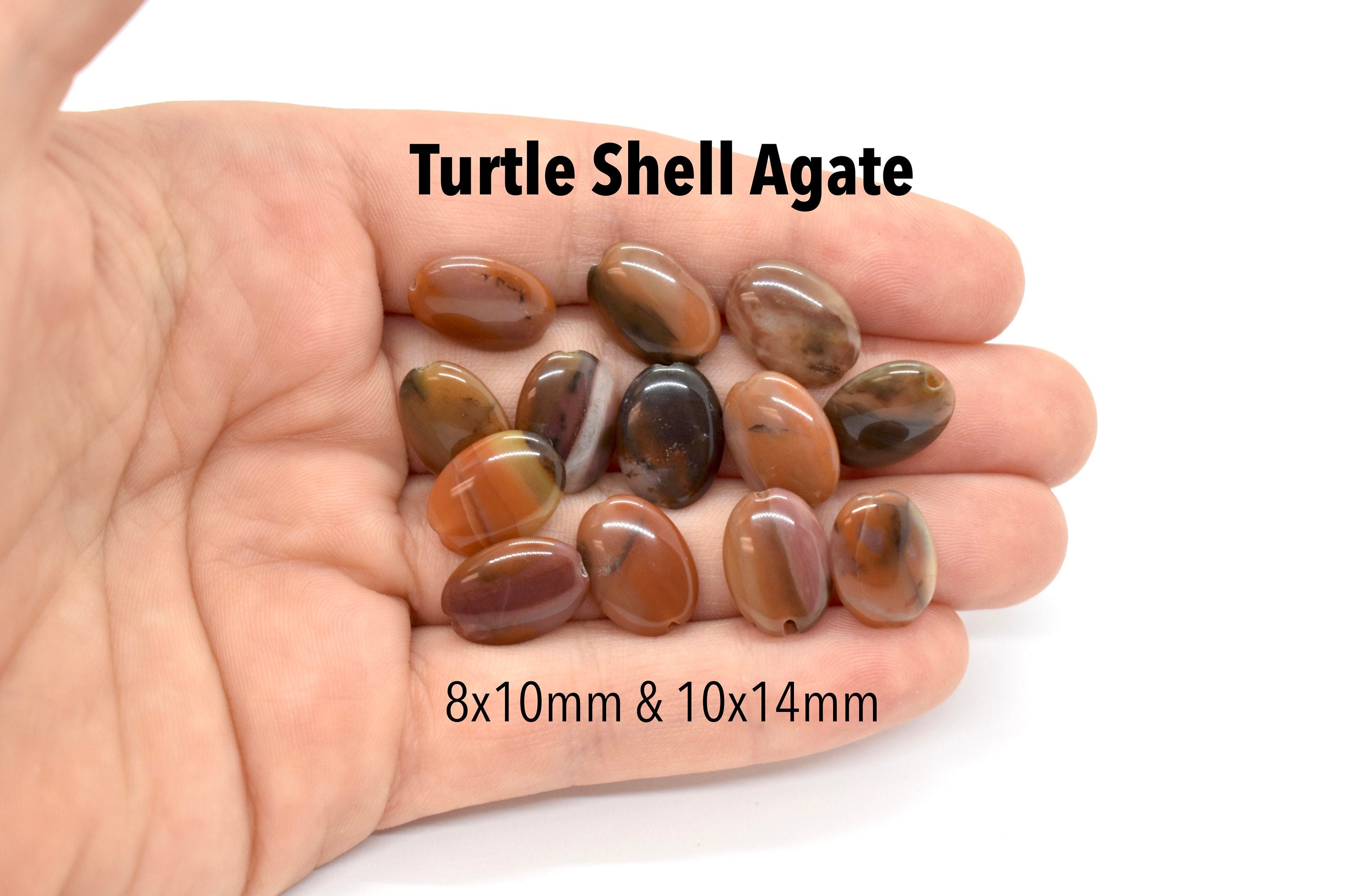 Turtle Shell Agate (natural) A Grade Flat Oval Gemstone Beads 8x10mm ...