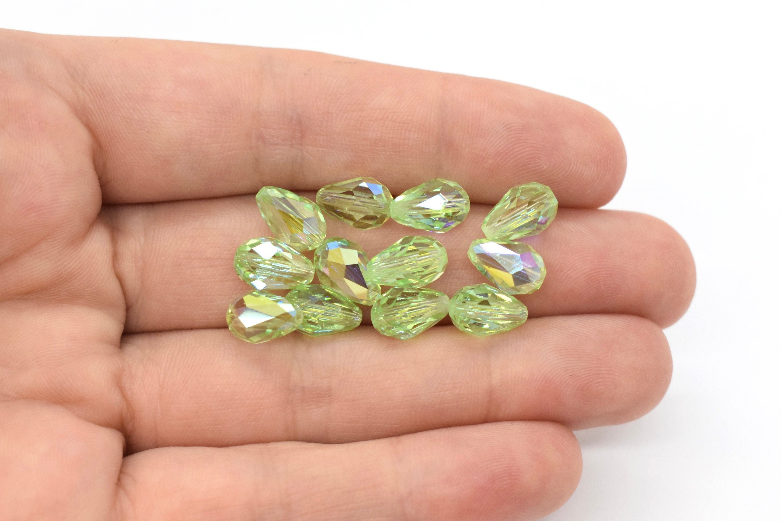 Chrysolite AB 5500 Green Iridescent Swarovski Crystal Teardrop Beads 2 ...
