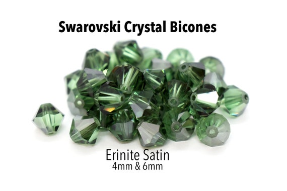 Erinite Satin 5301/5328 Green Swarovski Crystal Bicone Beads | Etsy