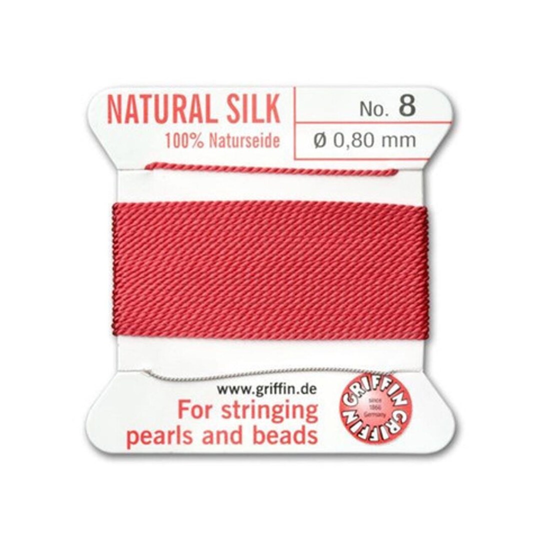 Coral Griffin 100% Natural Silk Thread, Size No. 2, 4 6, 8, Red-orange ...
