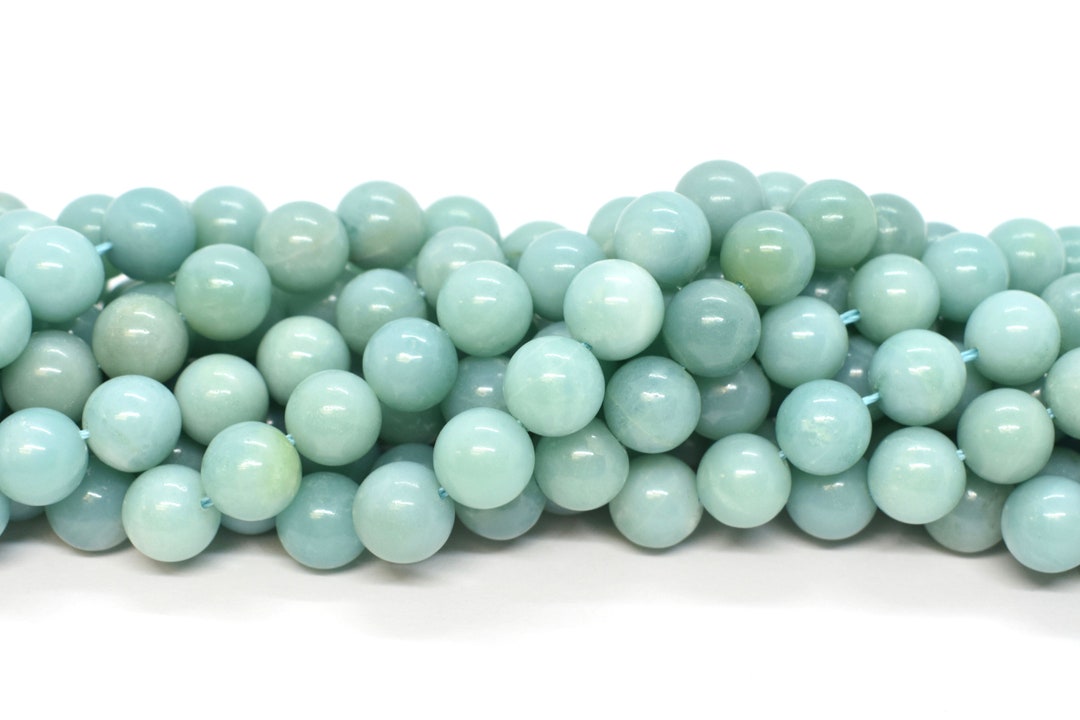American Amazonite (natural) Blue Green Gemstone Beads, A Grade Round ...