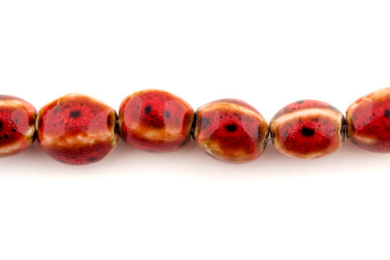 Red Porcelain Beads 4 Sided Barrel 9x12mm 32 Pieces | Etsy