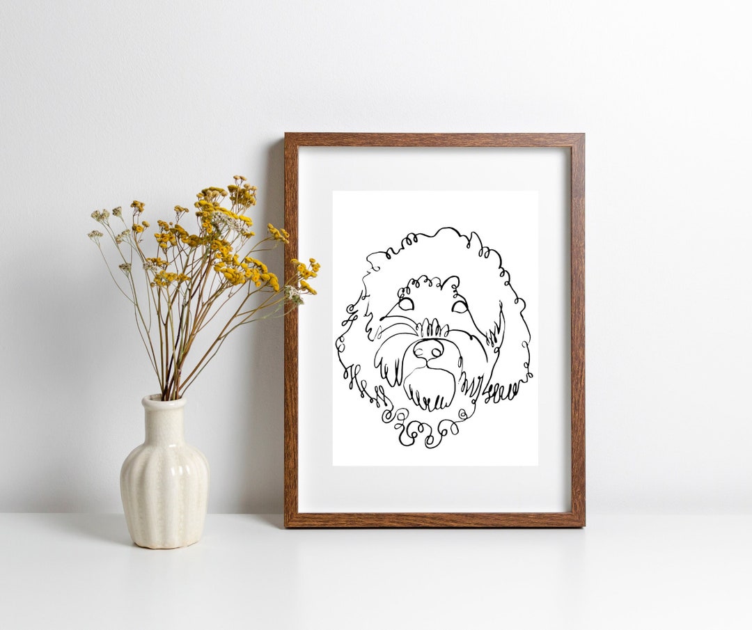 Abstract Line Drawing of Goldendoodle Doodle Dog Art Digital - Etsy