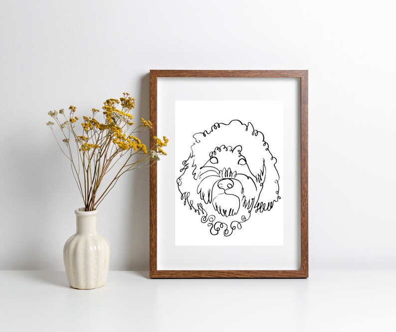 Abstract Line Drawing of Goldendoodle Doodle Dog Art Digital - Etsy