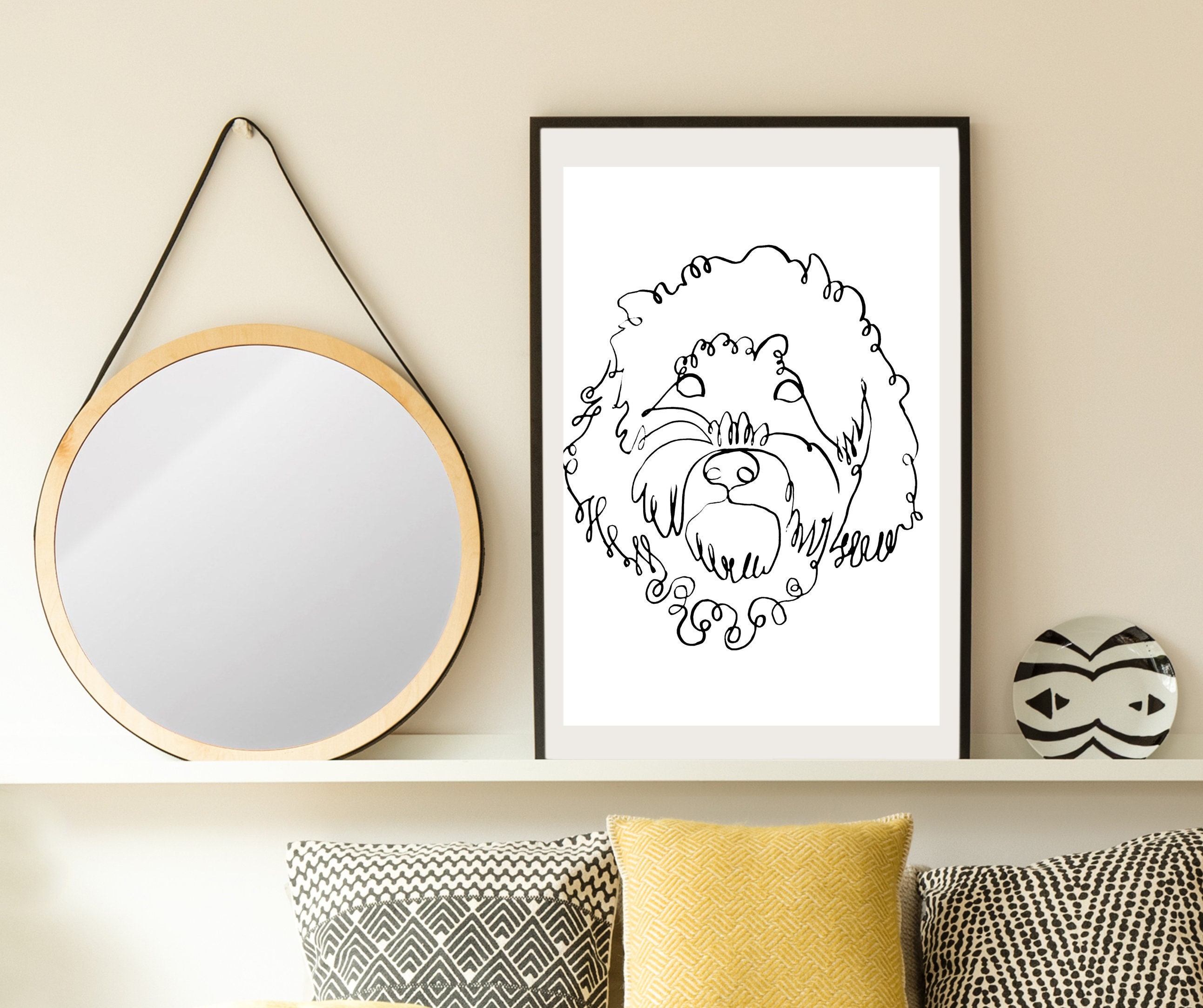 Abstract Line Drawing of Goldendoodle Doodle Dog Art Digital - Etsy