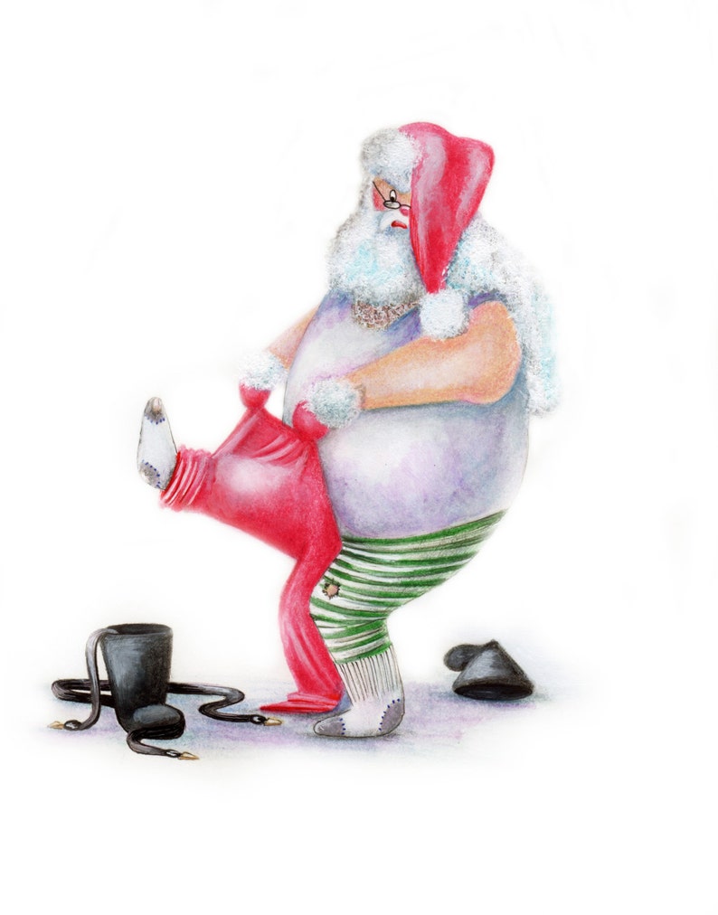 Skinny Jeans Santa Trying to Squeeze Into His Pants, Fat Santa ...