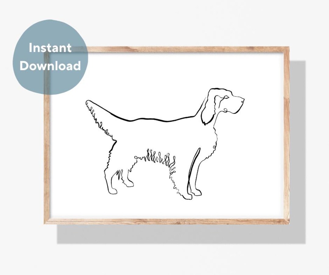 English Setter Single Line Art Print: Minimalist Dog Portrait (digital ...
