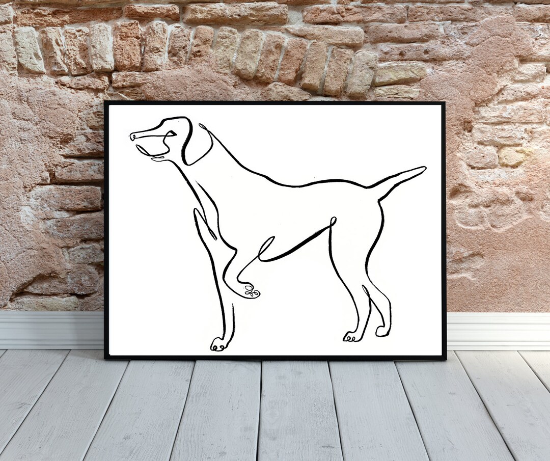Abstract Line Drawing of German Shorthaired Pointer, Digital Fine Art ...