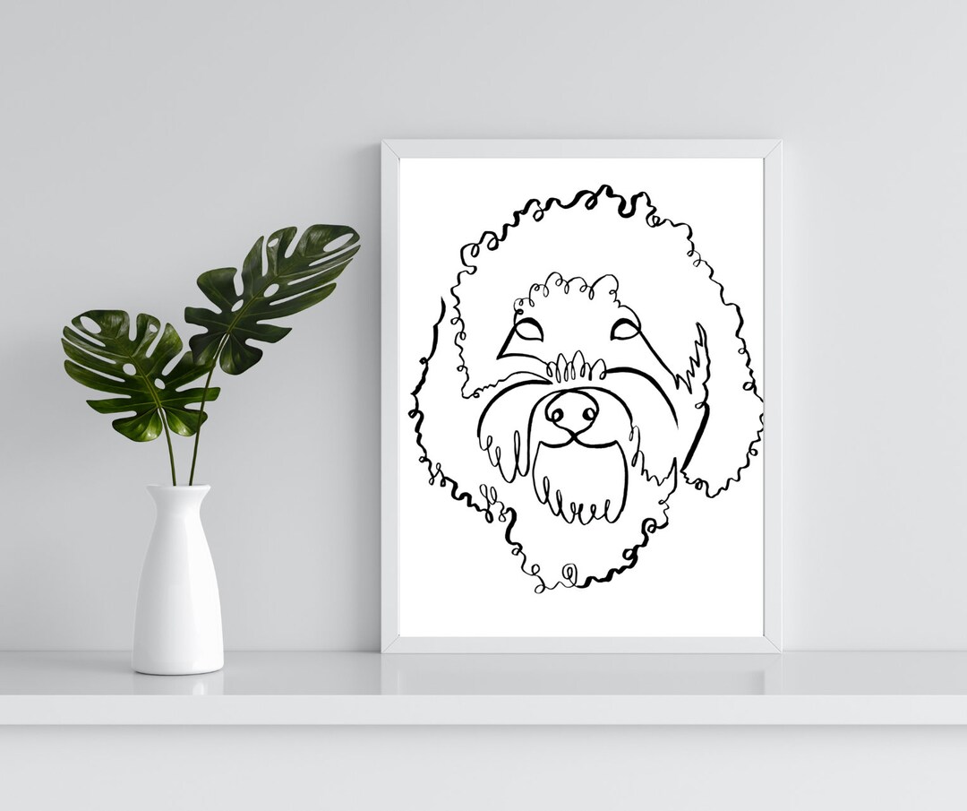Abstract Line Drawing of Goldendoodle, Doodle Dog Art, Digital Print ...