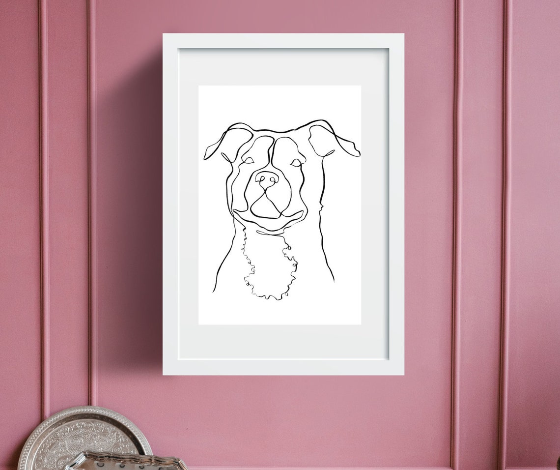 Pitbull Line Art Print: Single Line Drawing (digital Download) - Etsy