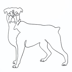 Modern Minimalist Line Drawing of Boxer Dog, Fine Art Print of Simple ...