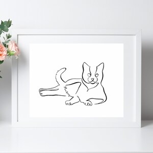 Single Line Drawing of a Cat Laying Down Relaxing, Modern Print of Cat ...