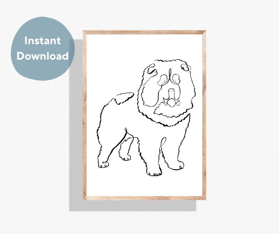 Chow Chow Line Art Print, Minimalist Dog Drawing (digital Download ...