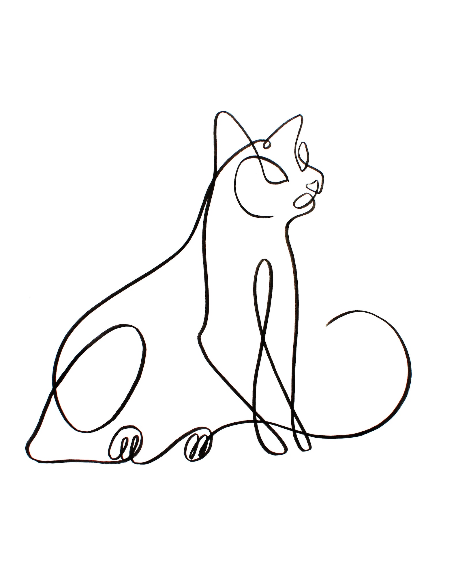 Cat Line Drawing Digital Download, Cat Line Drawing Prints, Abstract ...
