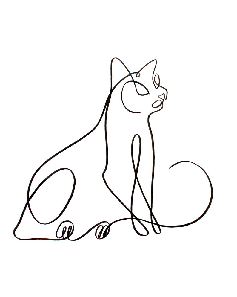 Cat Line Drawing Digital Download, Cat Line Drawing Prints, Abstract ...