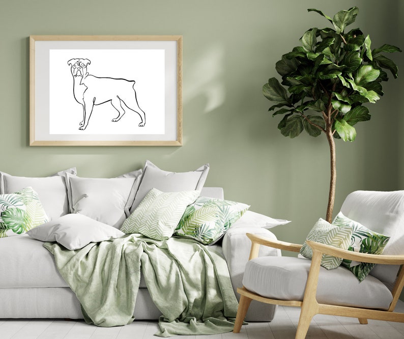 Boxer Dog One Line Drawing Art Print: Minimalist Fine Art (digital ...