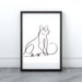 Cat Line Drawing Digital Download, Cat Line Drawing Prints, Abstract ...