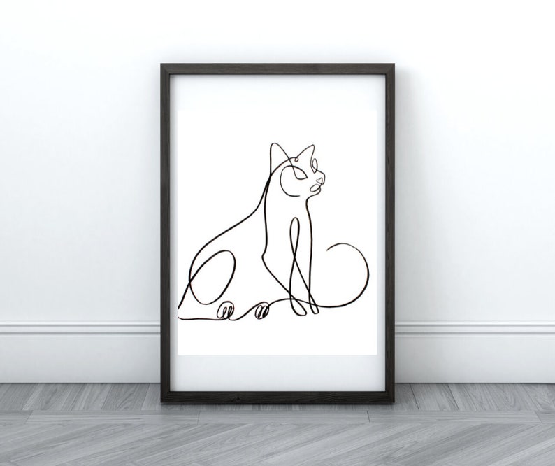 Cat Line Drawing Digital Download, Cat Line Drawing Prints, Abstract ...