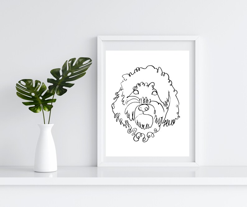 Abstract Line Drawing of Goldendoodle Doodle Dog Art Digital - Etsy