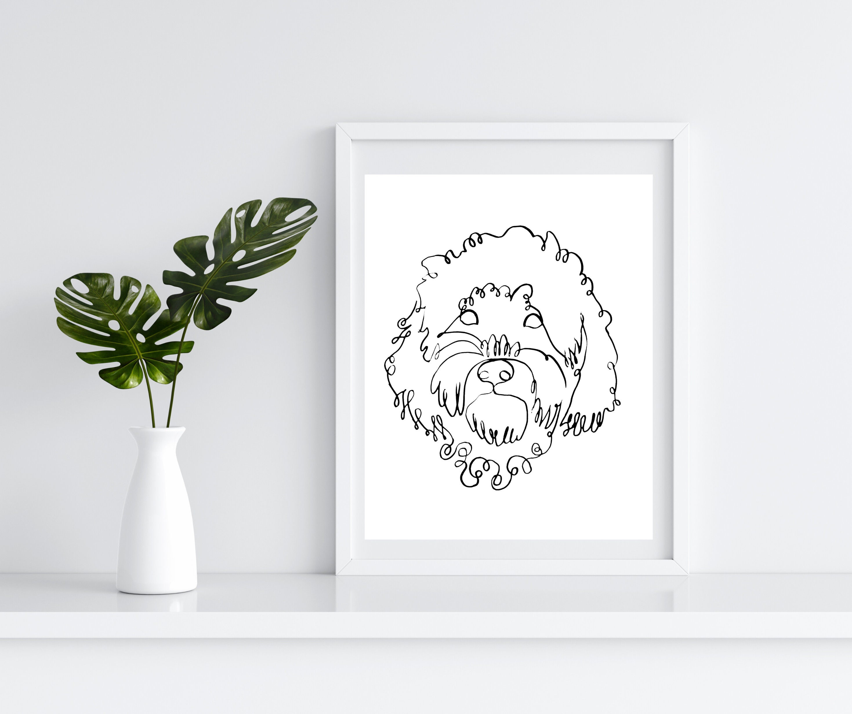 Abstract Line Drawing of Goldendoodle Doodle Dog Art Digital - Etsy