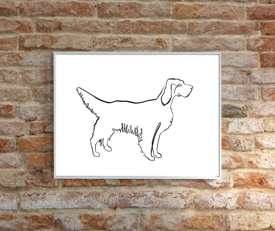 English Setter Line Art Print: Minimalist Dog Portrait (digital ...