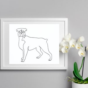Boxer Dog One Line Drawing Art Print: Minimalist Fine Art (digital ...