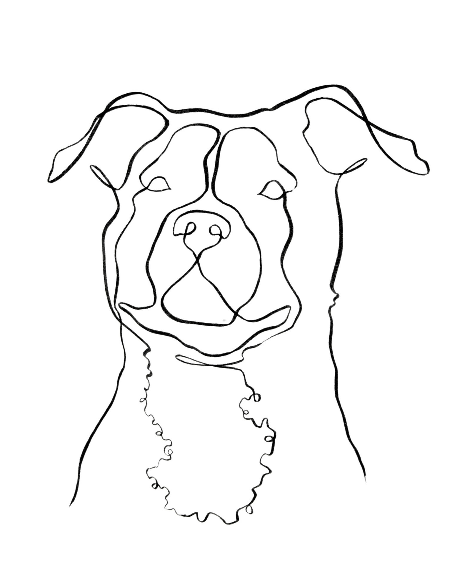 Pitbull Line Art Print: Single Line Drawing (digital Download) - Etsy