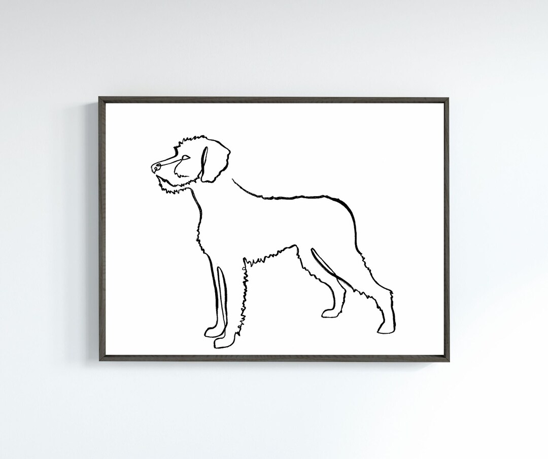 German Wirehaired Pointer Line Art Print: Minimalist Dog Portrait ...