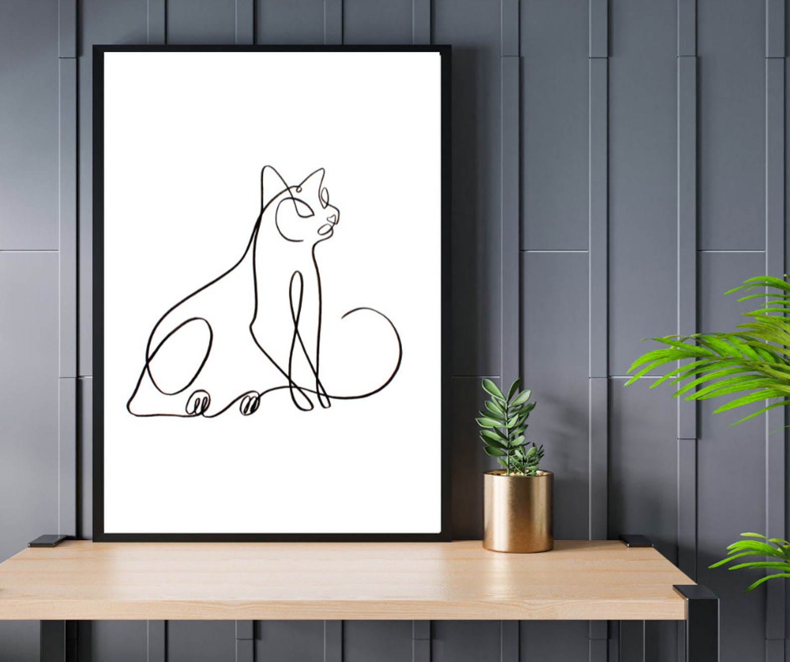 Cat Line Drawing Digital Download, Cat Line Drawing Prints, Abstract ...