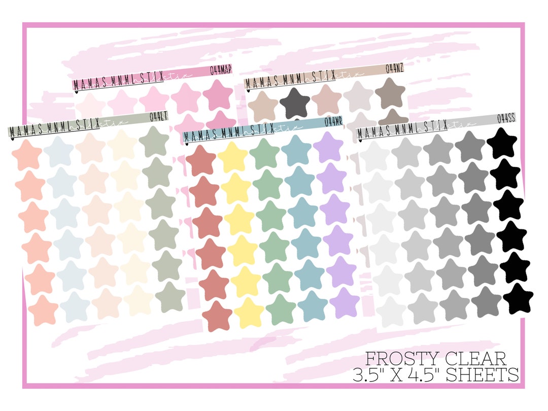 044 MNML STIX- Puffy Stars | Clear Matte Planner Stickers - Etsy