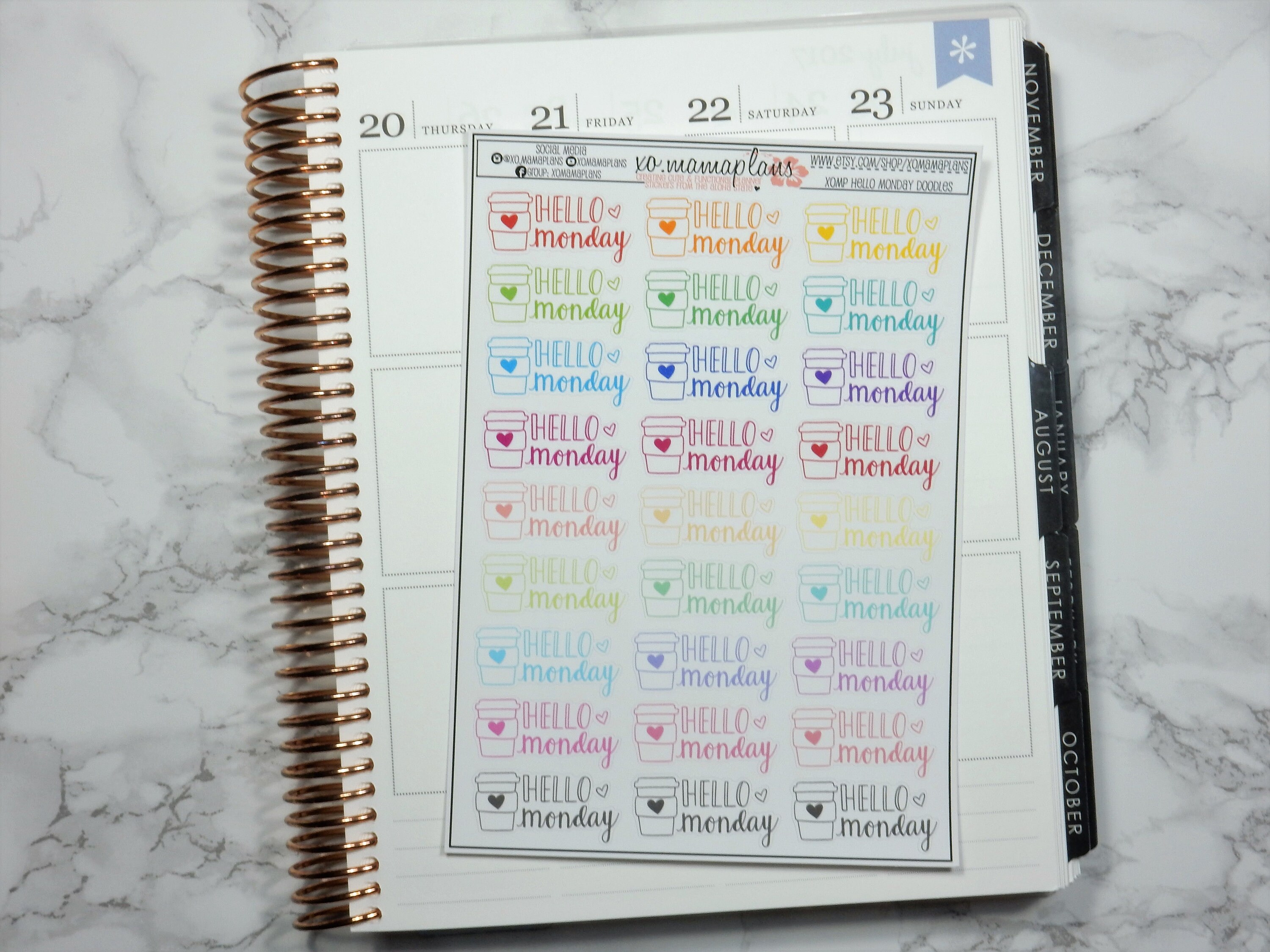 XOMP Doodles Hello Monday Hand Drawn Stickers Planner | Etsy